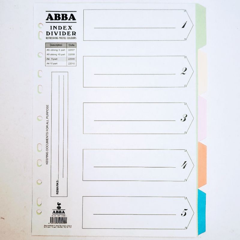 A4 Index Divider A5 Seperator Lion File ABBA Plastic Paper Kraft A4 A5 ...
