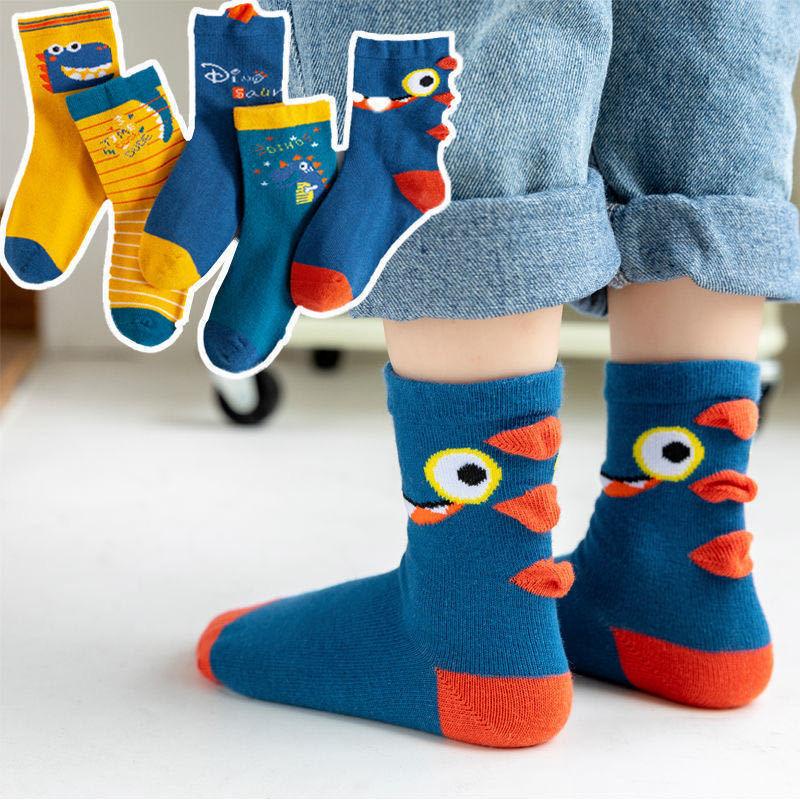 🎀Malaysia Ready Stock🎀5pairs/set Kids Socks Baby Socks Cute 3d Dinosaur ...