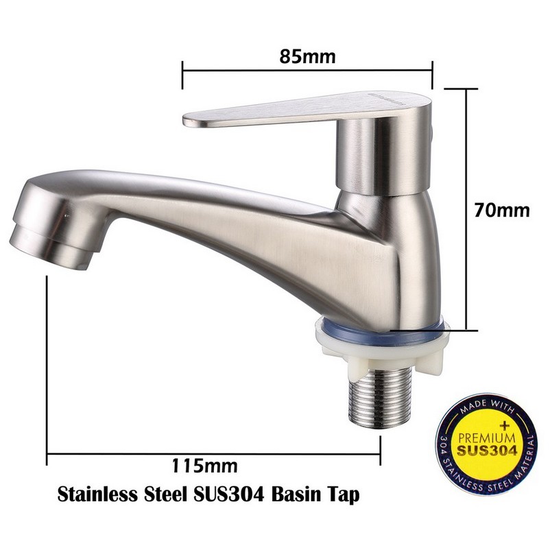 STAINLESS STEEL SUS 304 BASIN TAP SOLID HANDLE 1/2" | Shopee Malaysia