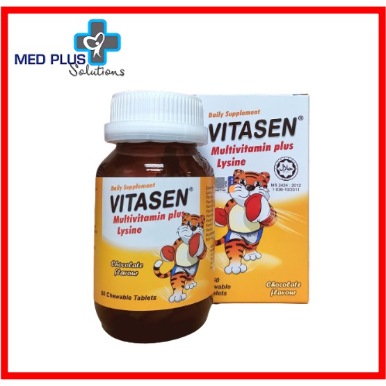 Vitasen Multivitamin Plus Lysine (Chocolate Flavour) 60 Chewable Tablet ...