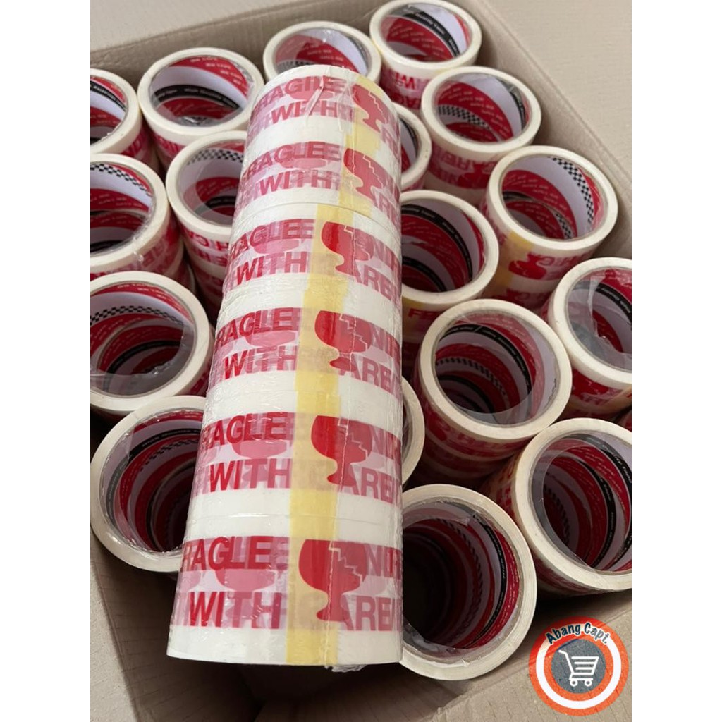 (READY STOCK AVAILABLE ) White Red Fragile OPP Tape 48mm x 40m (Sell per 1 Roll) ((ONLY FOR WEST ...