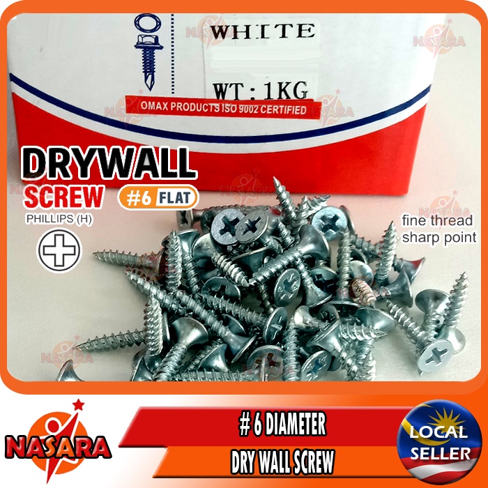 NASARA ~ 6# DRYWALL SCREW - WHITE (1KG +/-) | Shopee Malaysia