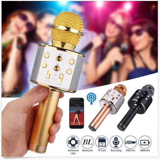 WS858 Wireless Karaoke Microphone Portable Bluetooth Mic Bluetooth Speaker For Music Singing KTV ...
