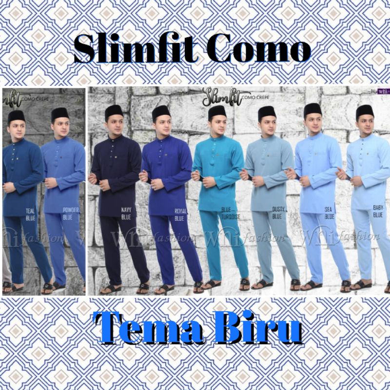 Baju melayu Slim Fit Tema Biru navy baby royal sea dusty turqoise teal ...