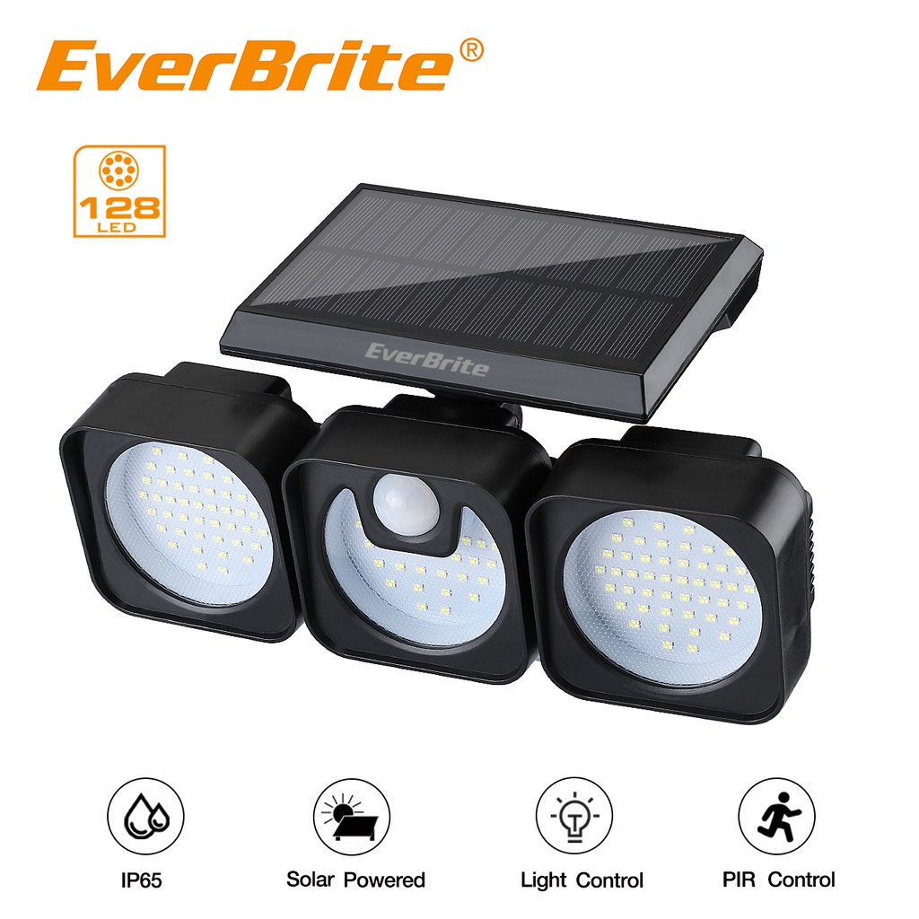 EverBrite 132LED Solar Light lampu raya solar 3 Adjustable Head Motion ...