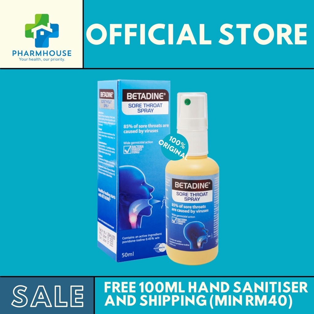 Betadine Throat Spray 50mL / Semburan Tekak Betadine 50mL [EXP 10/2025 ...