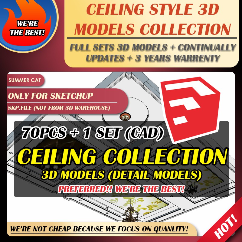 🔥PREFERRED🔥 70 SETS HQ CEILING SKETCHUP DETAIL FURNITURE SKETCHUP 3D ...