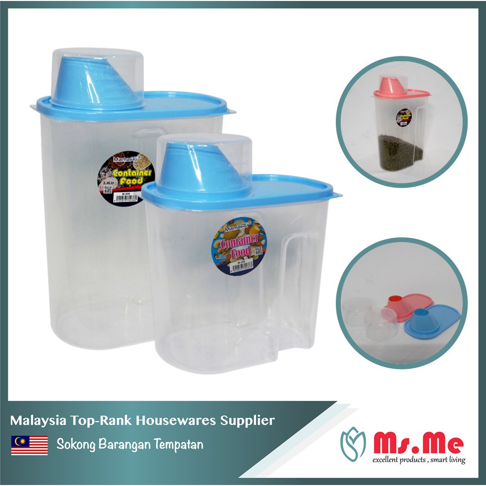 Ms.Me 1.7L+2.4L Food Container Dispenser Plastic Storage Box Cereal ...
