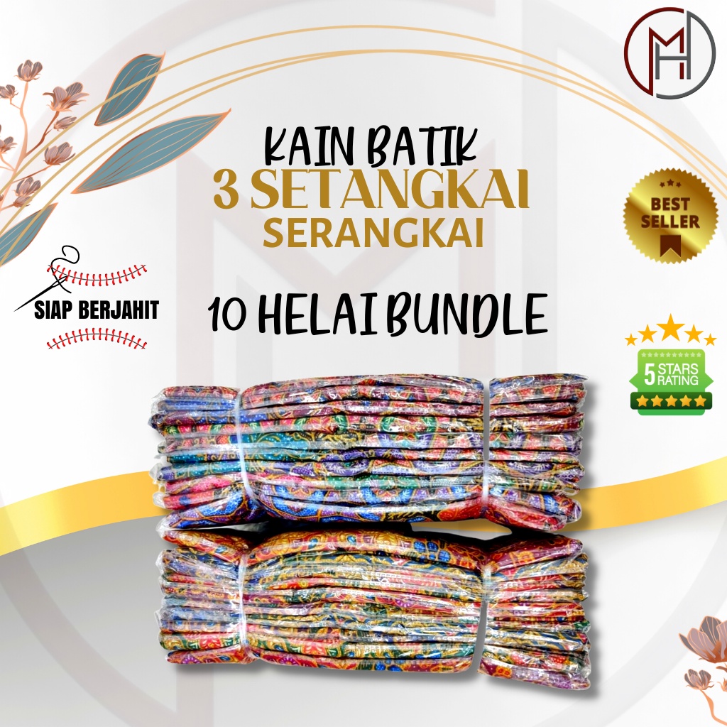 Kain Batik Halus Tiga Setangkai Bundle Wholesale (1 Ikat = 10 Helai ...