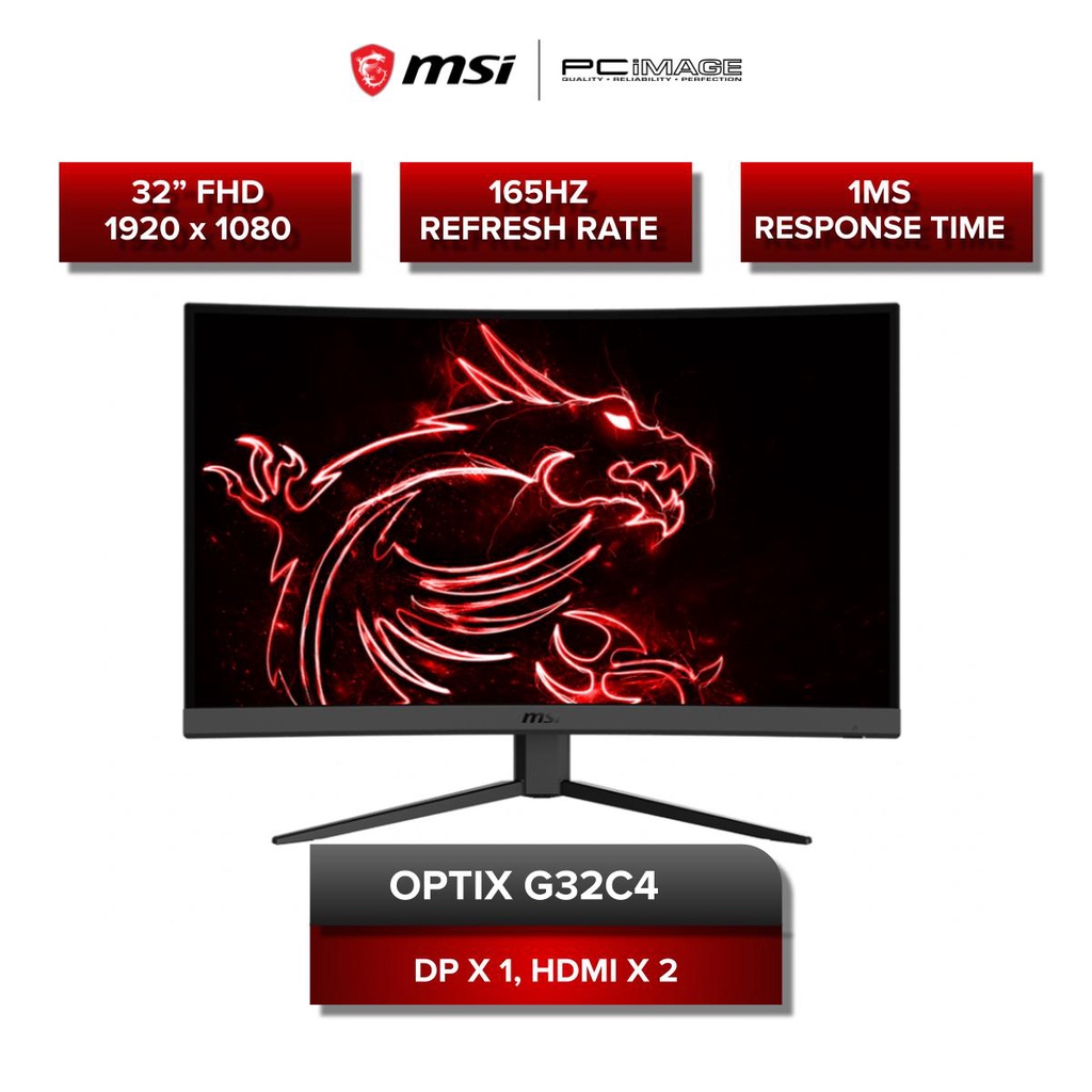 MSI Optix G32C4 Gaming Monitor (1MS/FHD/Curved/165Hz/32"/VA) | Shopee ...