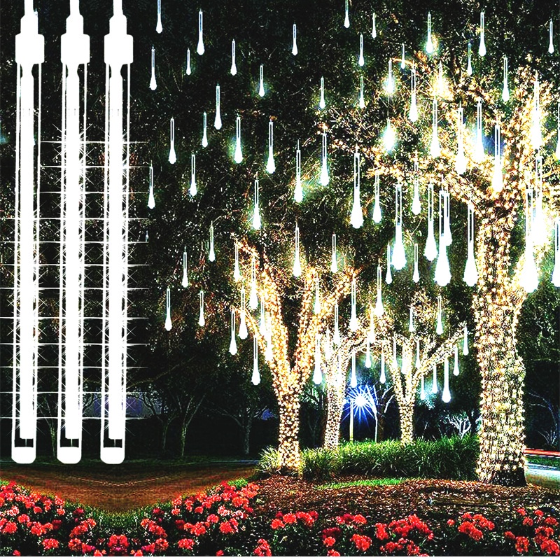 Waterproof LED 30CM 50CM Outdoor Meteor Meteorite Shower Drop Rain Tube ...