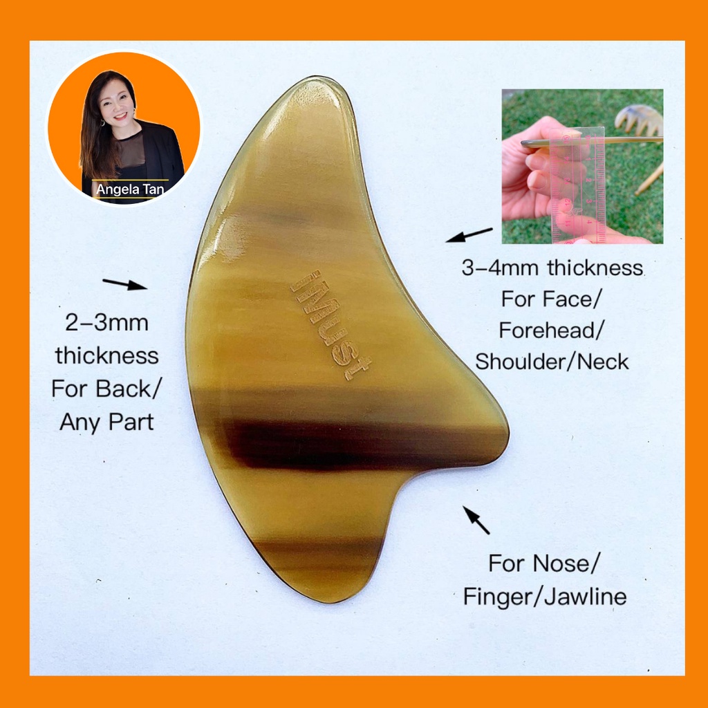 iMust Gua Sha 100% Tanduk Kerbau Urut Guasha Ox Horn Comb Face & Body ...