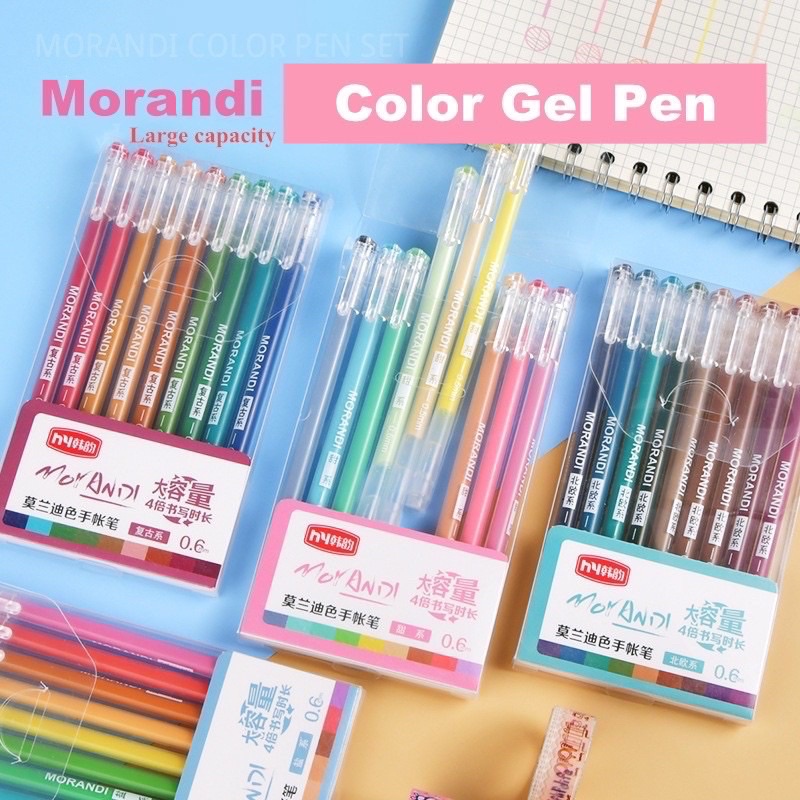 9 Pcs/set Morandi colour Gel Pen Set Colour Large-capacity Pens Neutral ...