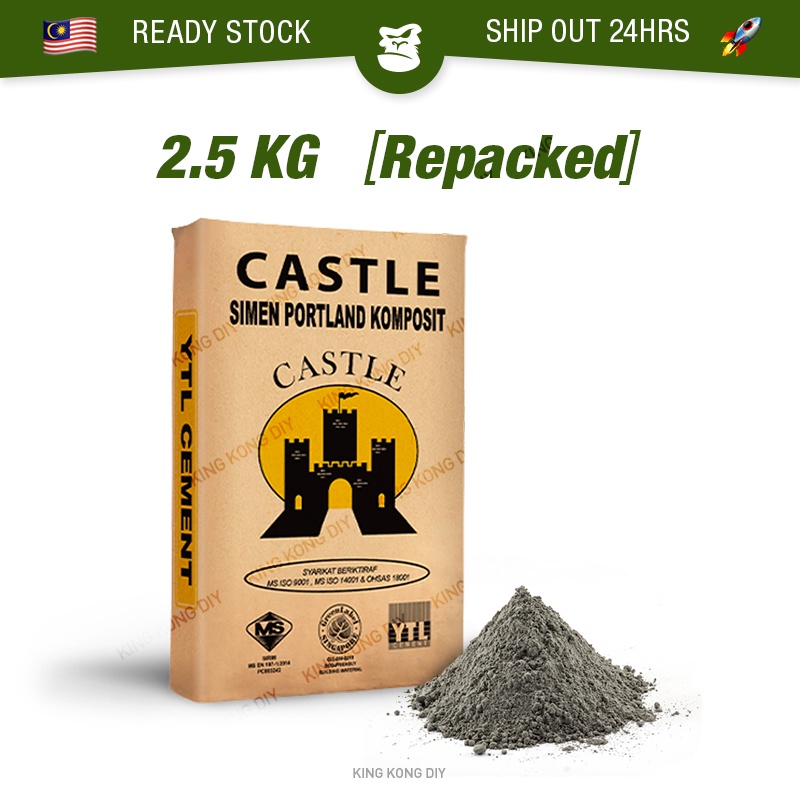 🔥READY STOCK🔥 2.5KG (REPACKED) YTL CASTLE Portland Cement Simen Kelabu ...