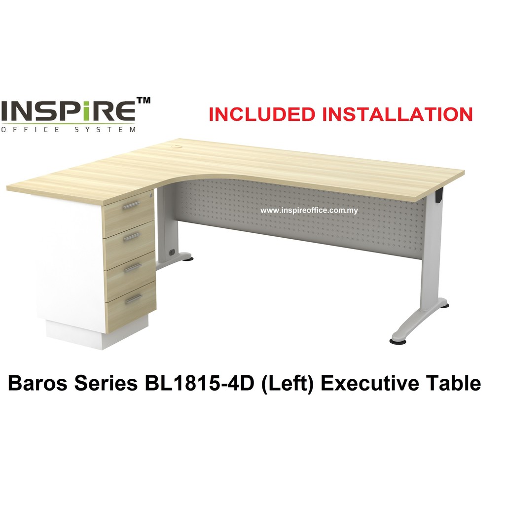 BAROS SERIES BL-1815-4D METAL J LEG EXECUTIVE L SHAPED TABLE | Shopee ...