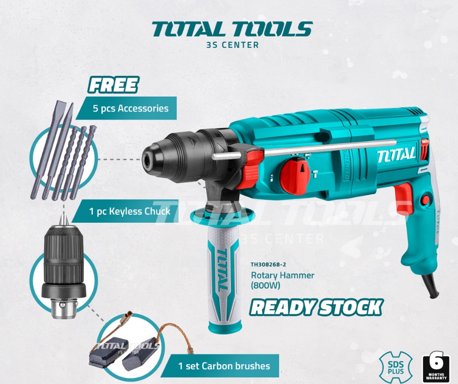 TOTAL 3 MODE 950W / 800W ROTARY HAMMER DRILL HACKER IMPACT DRILL Chisel ...