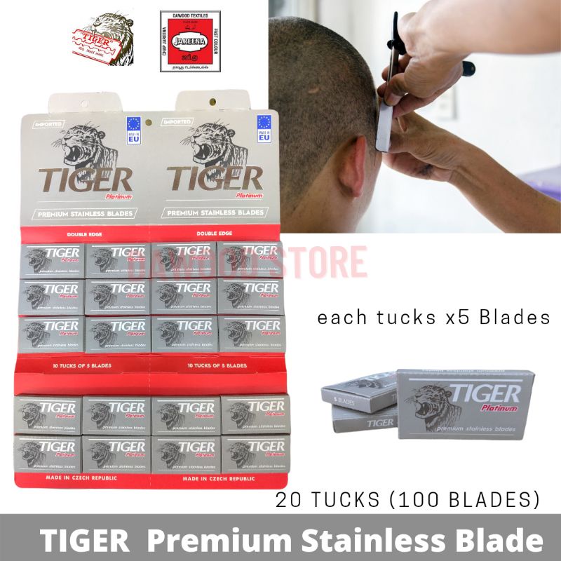 Tiger Platinum Shaving Blade | Premium Platinum Stainless Blade x100 ...