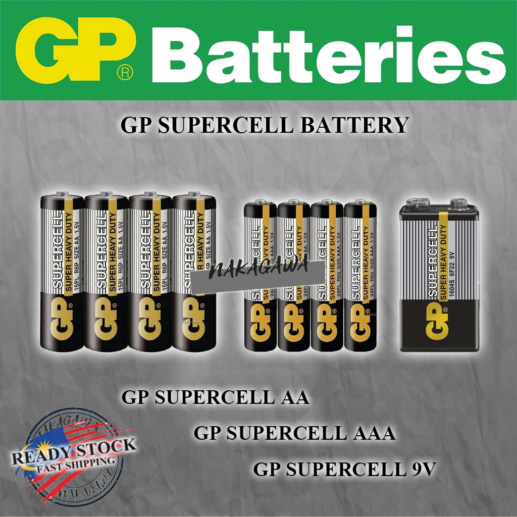 GENUINE GP HEAVY DUTY SUPERCELL BATTERY AA / AAA / 9V HEAVY DUTY BATERI ...