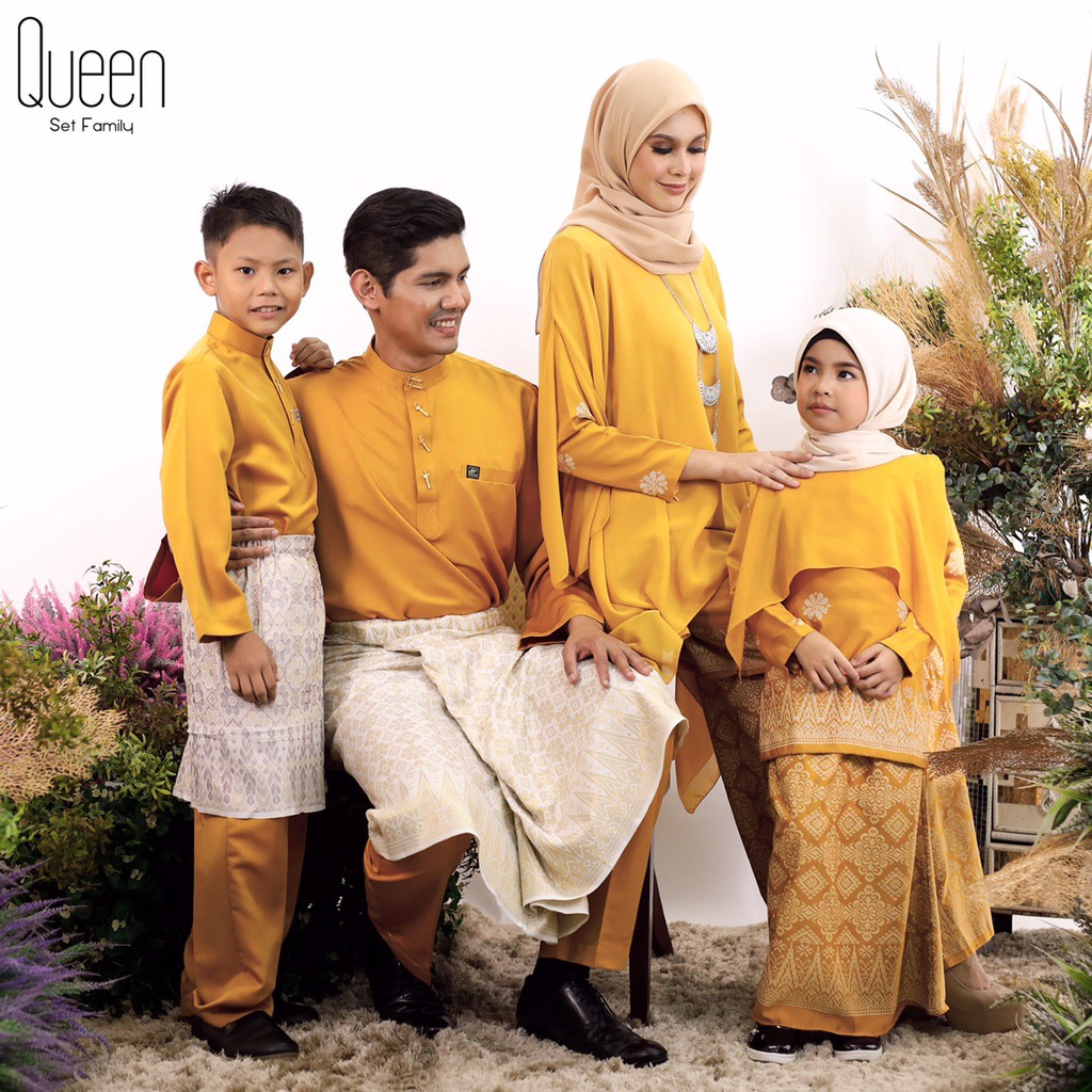 Set Family BAJU Kurung Moden Queen In Mustard | SET FAMILY RAYA | BAJU ...