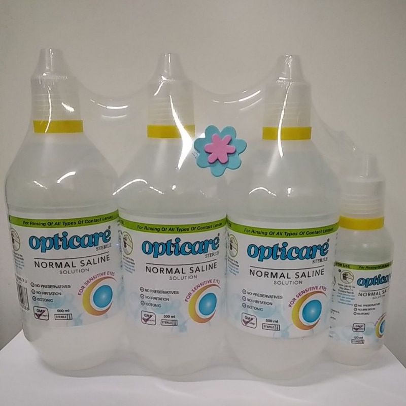 Opticare Sterile Normal Saline Solution (500mL x 3 bottles + 120mL ...