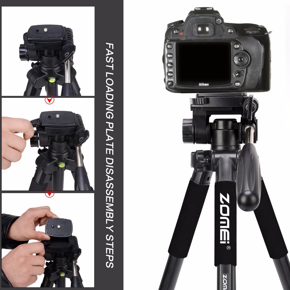 ⭐FREE CLIP HOLDER⭐ Aluminum Zomei Q111 Tripod Stand Portable Camera ...