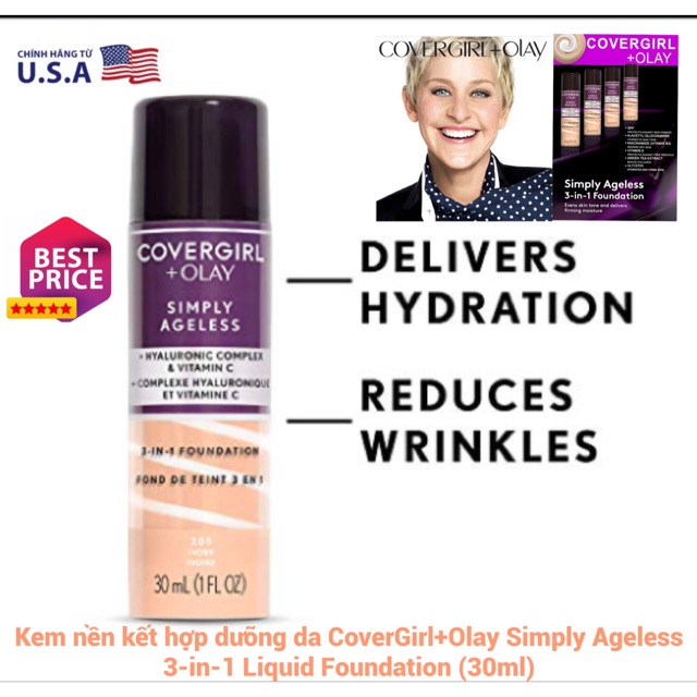 Covergirl+olay Simply Ageless 3-in-1 Liquid Foundation (30ml) | Shopee ...