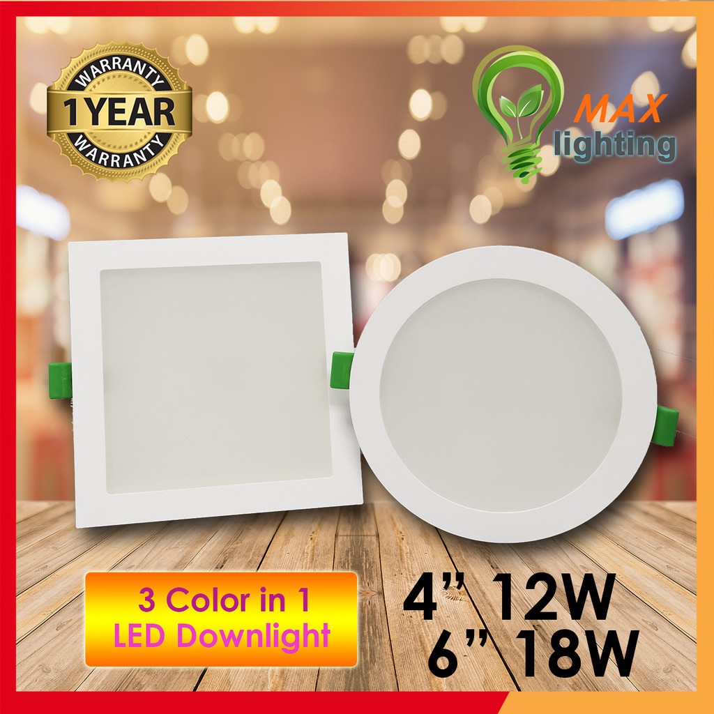 3colour in 1 LED Downlight 4" 6"(Round/Square) 4inch 12W, 6 inch 18W ...