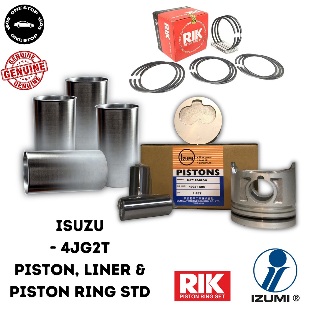 ISUZU 4JG2T IZUMI PISTON (ALFIN OIL GALLERY) CYLINDER LINER (CHROME) & RIK PISTON RING STANDARD ...
