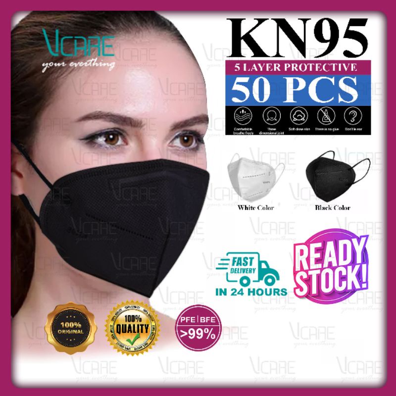 🔥Ready Stock 🔥 50pcs KN95 5 Layer Protection Color Face Mask 5 Lapisan Perlindungan Topeng Muka ...