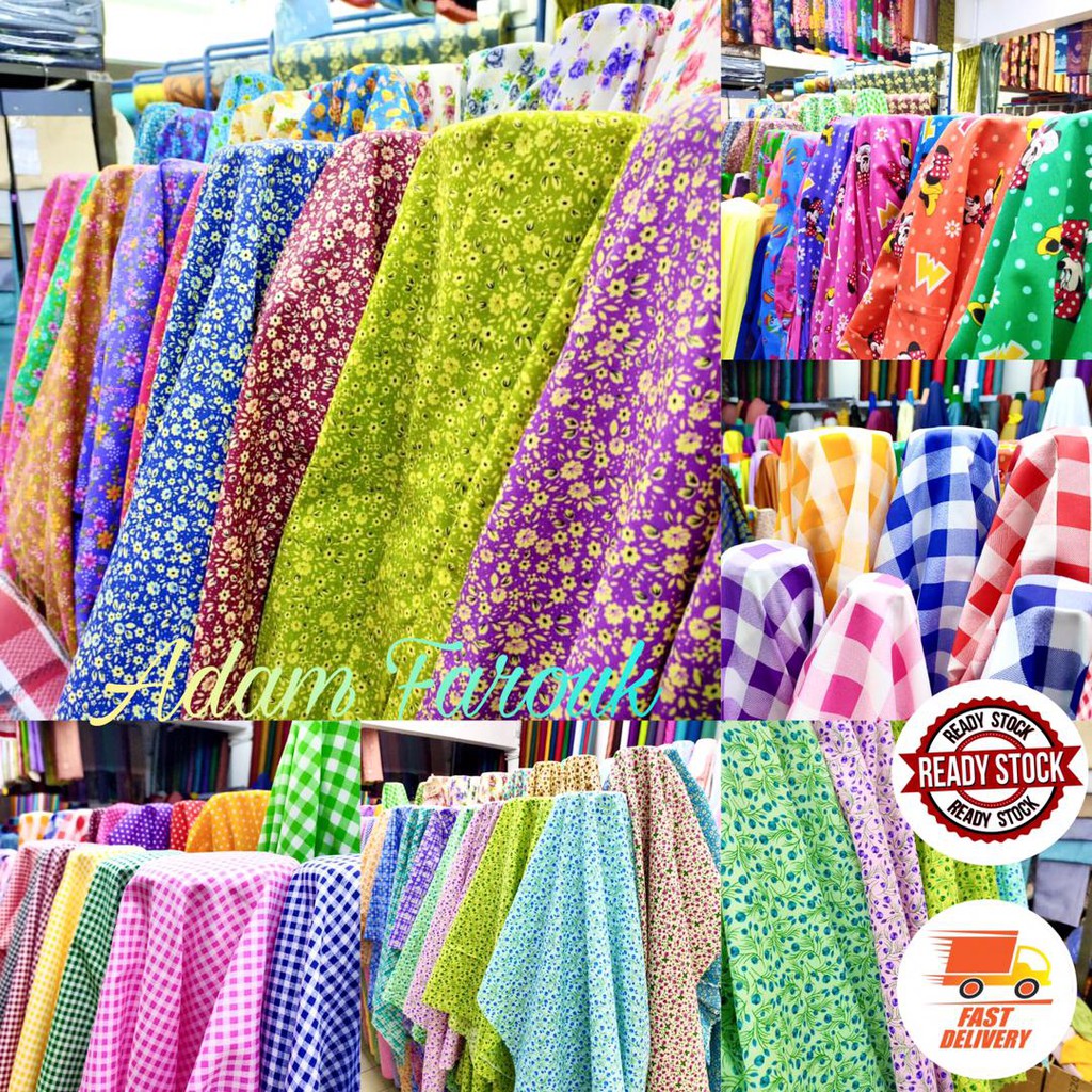 Kain Polyster Meter / Kain Meter Cip Meter Cute Flower (Bidang 45“ inci ...