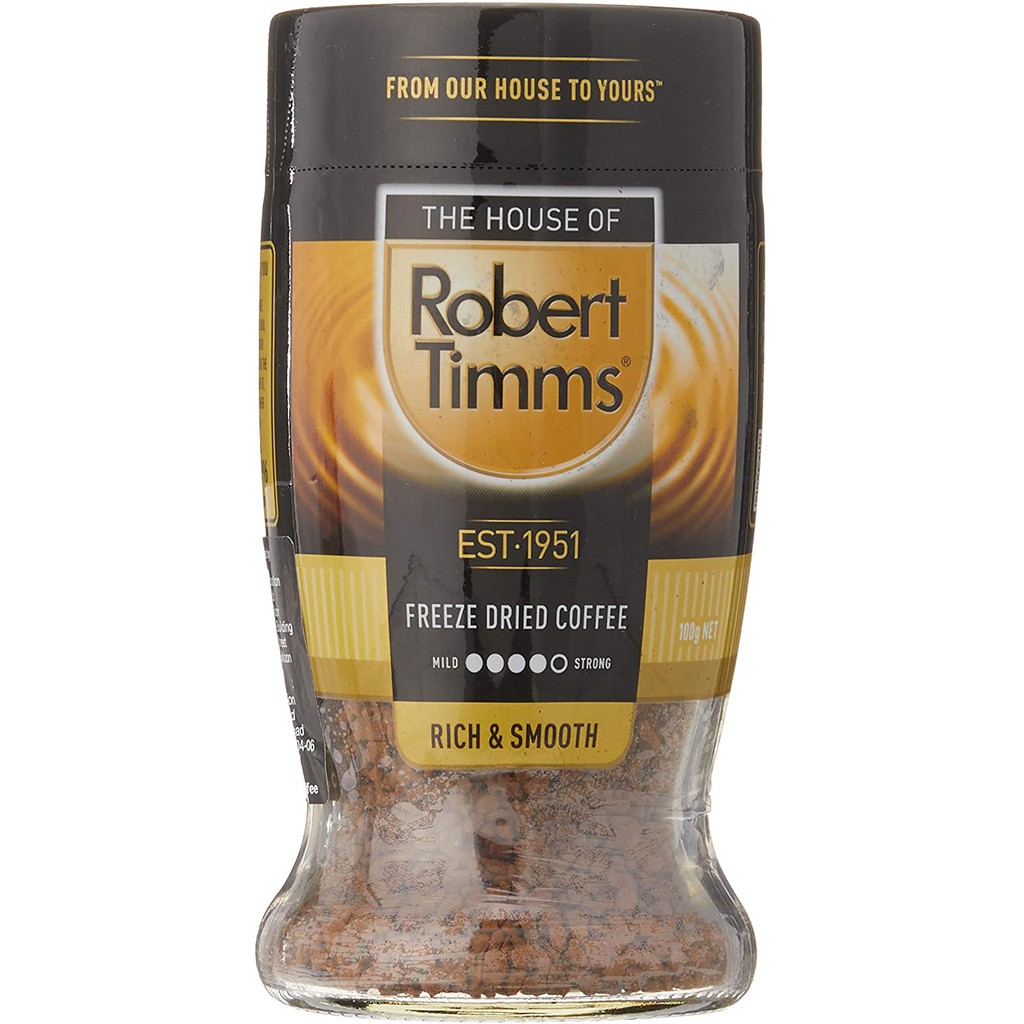 Robert Timms Premium Rich and Smooth Freeze Dried Coffee, 100 Grams ...