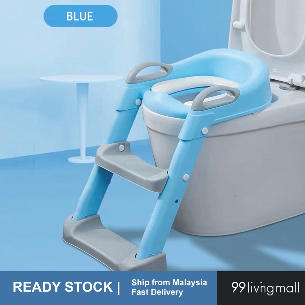 Blue Kids Toilet Training Ladder Foldable Baby Potty Training Toilet ...