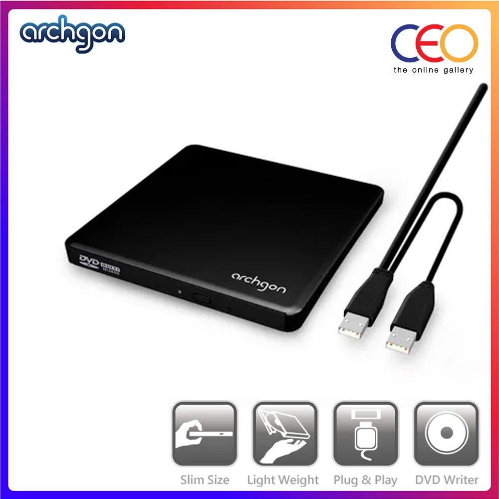 Archgon Satellite Slim Mini External Optical Disc Drive ODD USB 2.0 DVD ...