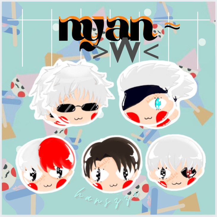 [ STICKER ] 7 Chibi Nyan~ Anime | Gojo Satoru Kaneki Ken Todoroki Levi ...