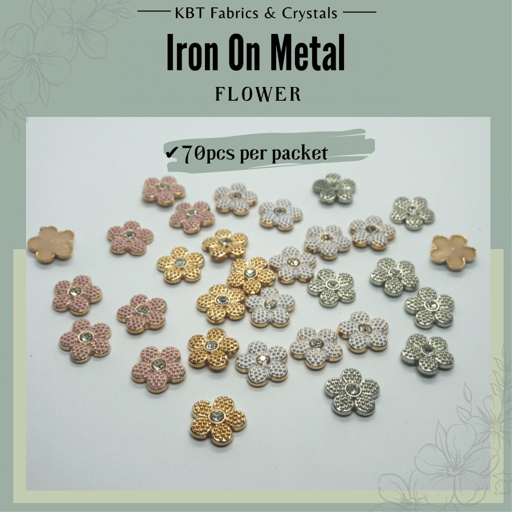 Hibiscus Flower Bunga Raya Iron On Metal Alloy Hotfix for Tudung Mini ...