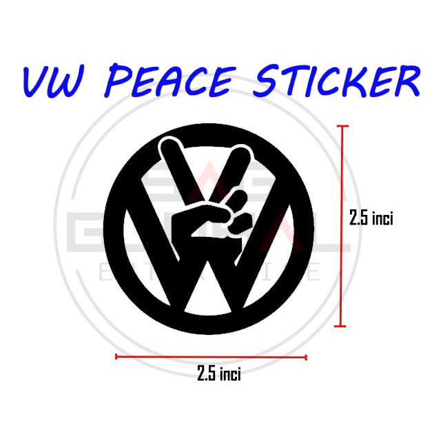 VW Peace Sticker Car Decals | Volkswagen Toyota Honda Mitsubishi BMW ...