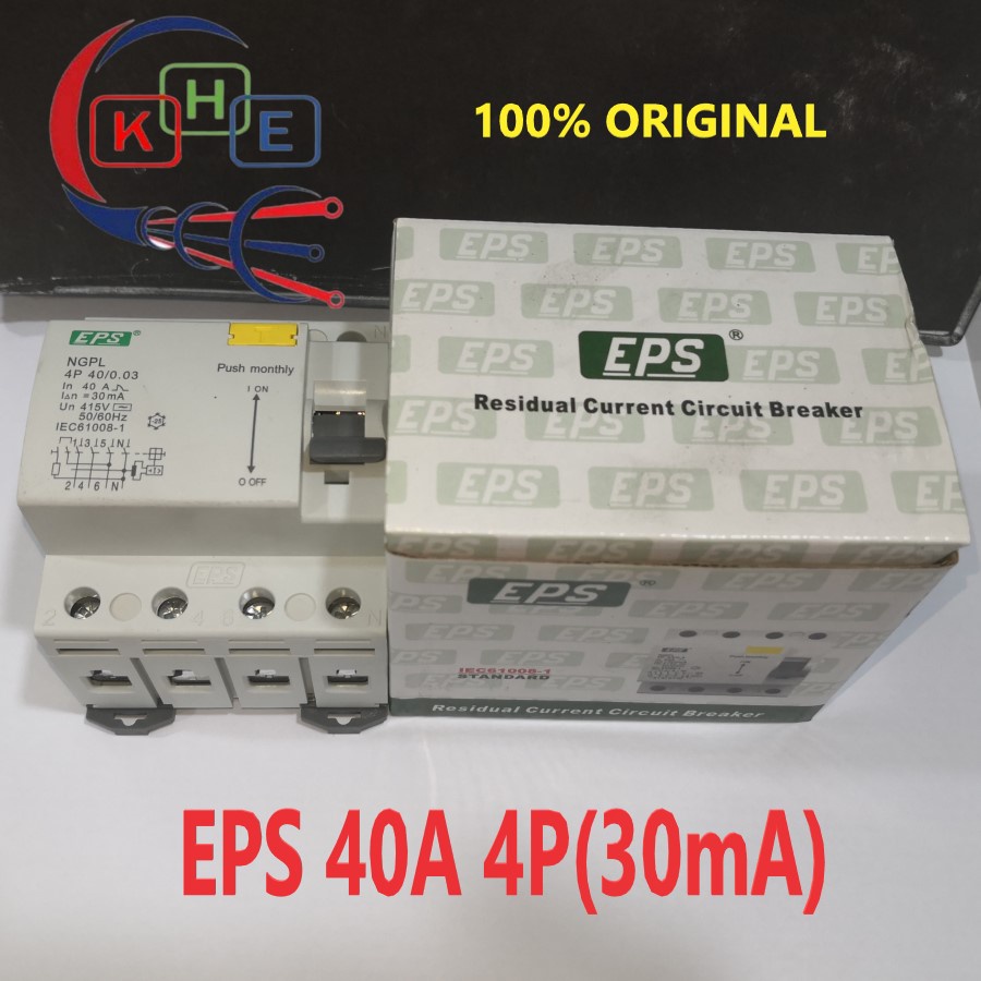 EPS 40A 4 POLE 30mA , 100mA AND 300mA ELCB / RCCB (SIRIM Approve) | Shopee Malaysia