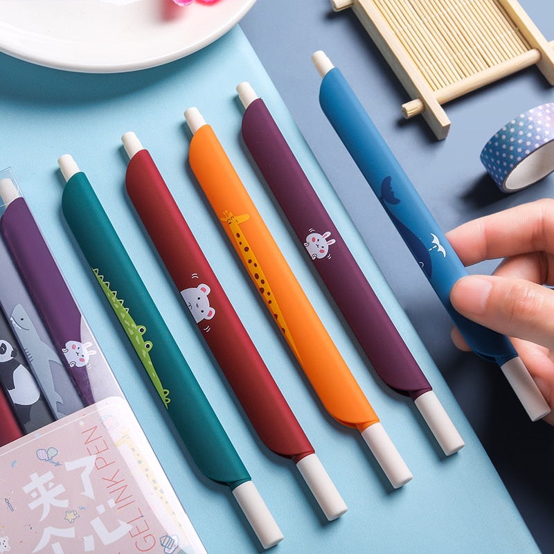 0.5mm 3 in 1 Multifunction Retro Color Gel Pen Ruler Pen Bookmark pen ...