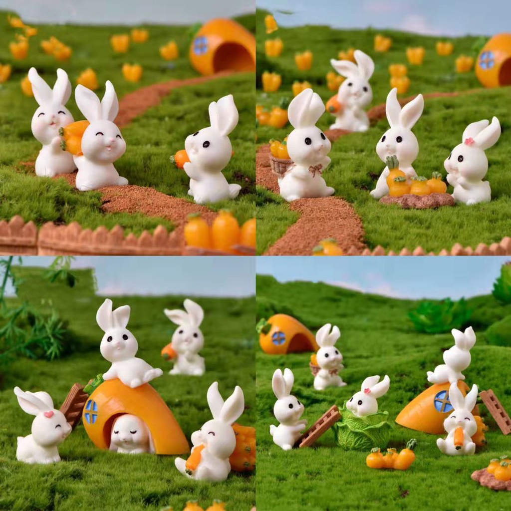 [WAWA] Small size bunny rabbit cake decoration topper 兔子 胡萝卜 蛋糕装饰摆件 ...