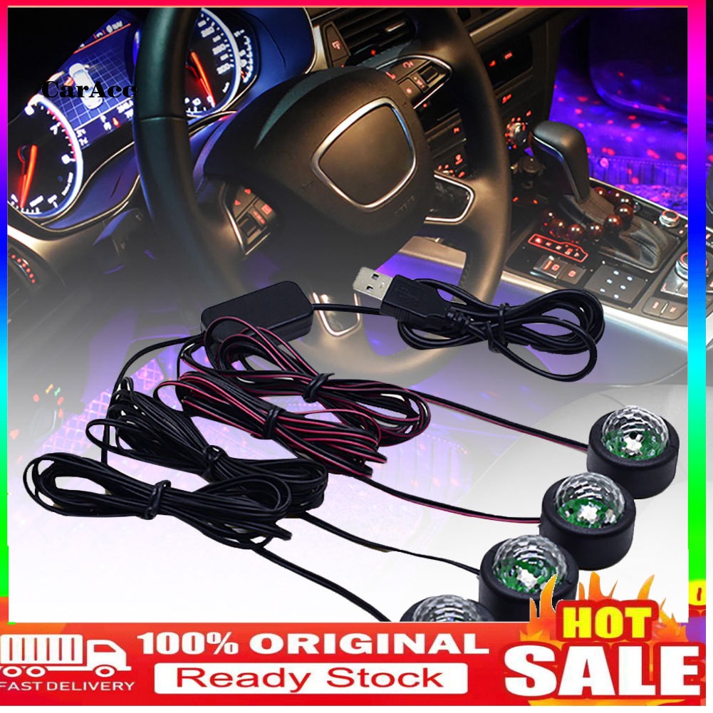 CARA_4 in 1 Car Interior Colorful RGB Floor LED Light USB Decorative ...