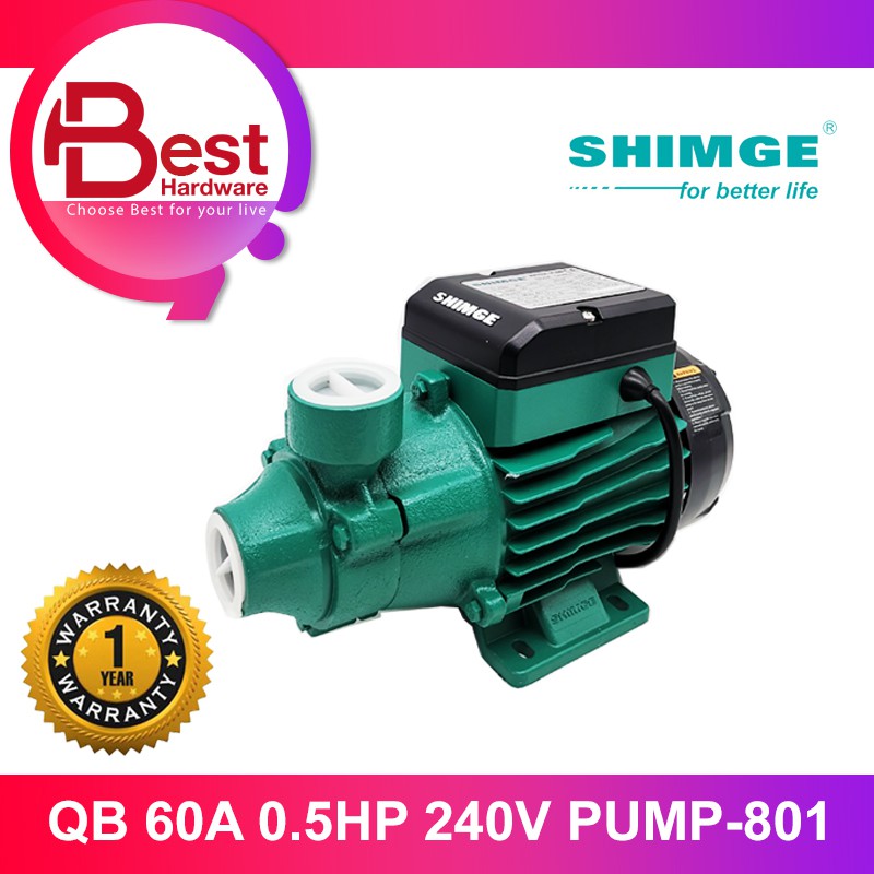 BEST HARDWARE - SHIMGE QB 60A 0.5HP 240V WATER PUMP-801 | Shopee Malaysia
