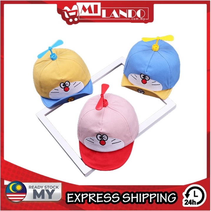 MILANDO Children Airplane Cap Embroidery Doraemon Kid Sunshade Hat Topi ...