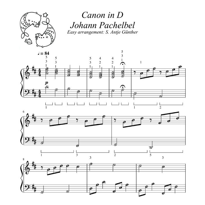 Piano Sheet | Canon in D (Easy Medium G4) | PDF with note names ...