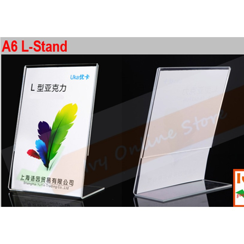 Ready Stock Acrylic L Shape A4 / A5 / A6 Stand Display Stand | Shopee ...