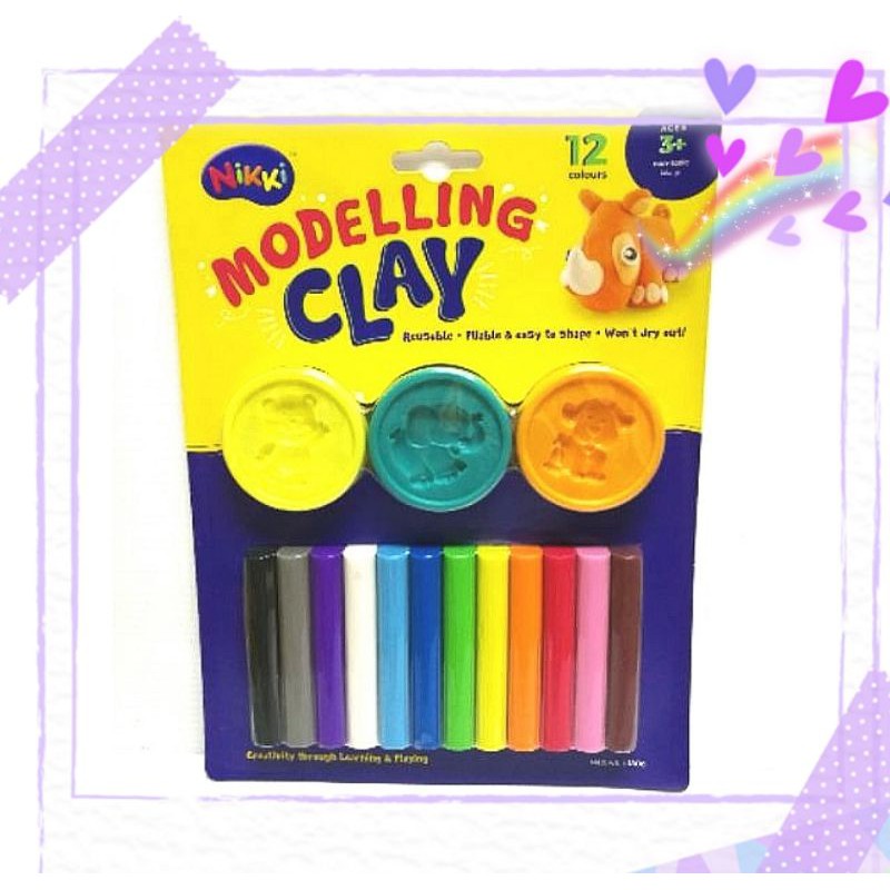 Nikki Ls5 Modeling clay 12pc of clay & 3 mould plate | Shopee Malaysia
