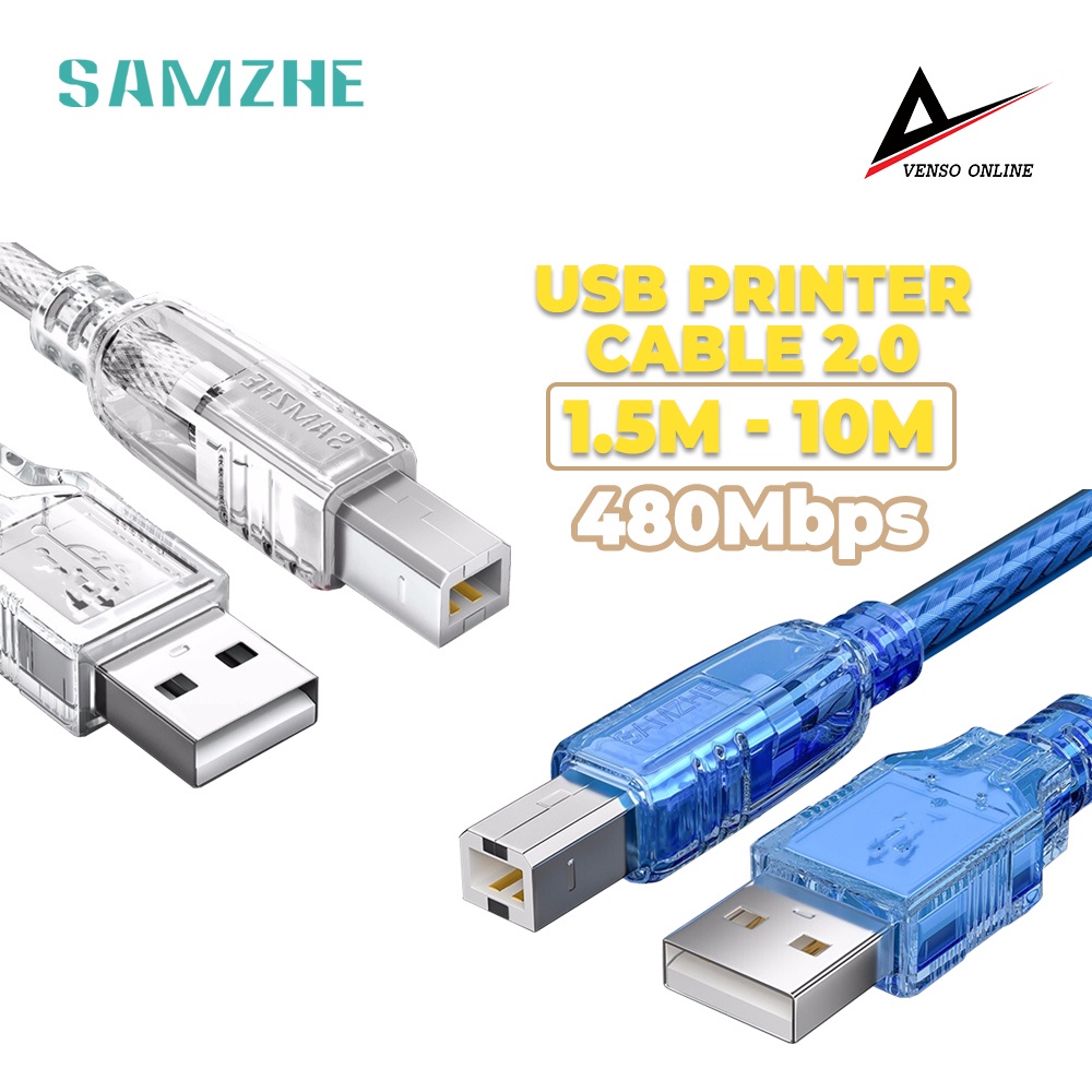 SAMZHE 1.5 - 15 Meter Printer USB 2.0 Type A Male To B Male Sync Data ...