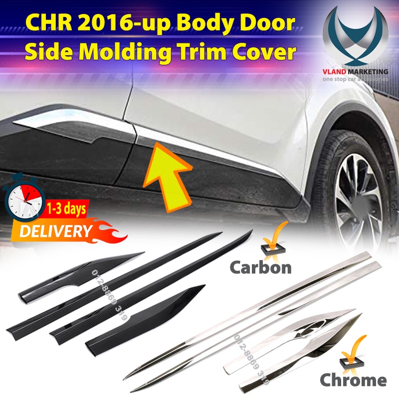 Toyota CHR 2016-up Body Door Side Molding Trim Sill Cover (Carbon ...