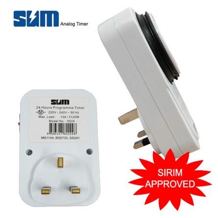 SUM 24hrs Digital Timer / Analog Timer 3 Pin Plug w/SIRIM Approved ...