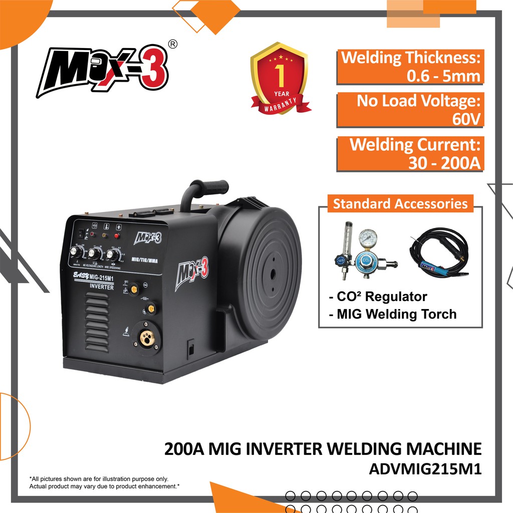 MAX-3 *200A MIG INVERTER WELDING MACHINE ADVMIG215M1 | Shopee Malaysia