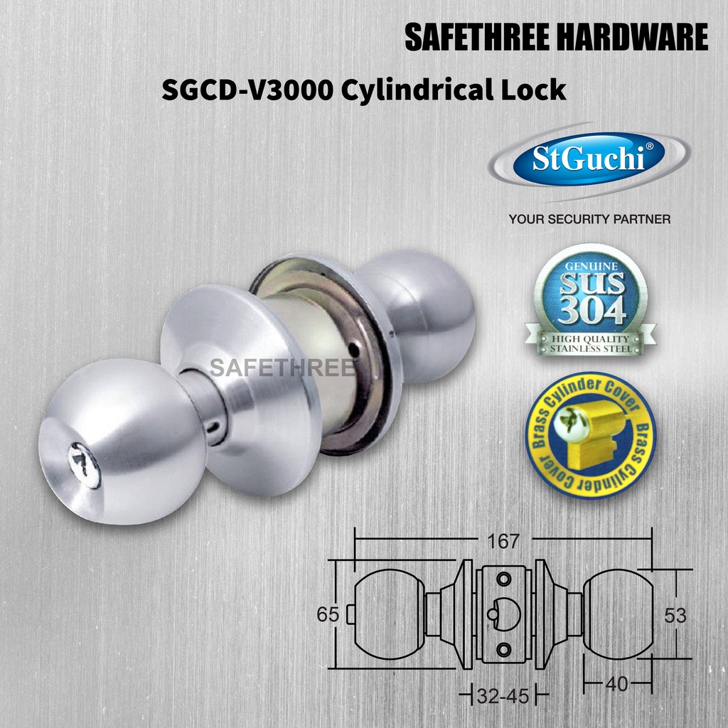 St Guchi SGCD-V3000 & StGuchi SGCD-4300 60mm Cylindrical Lock SUS304 ...